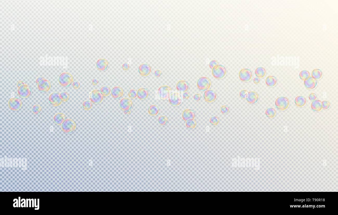 Colorful soap bubbles. Vector illustration with transparent background ...
