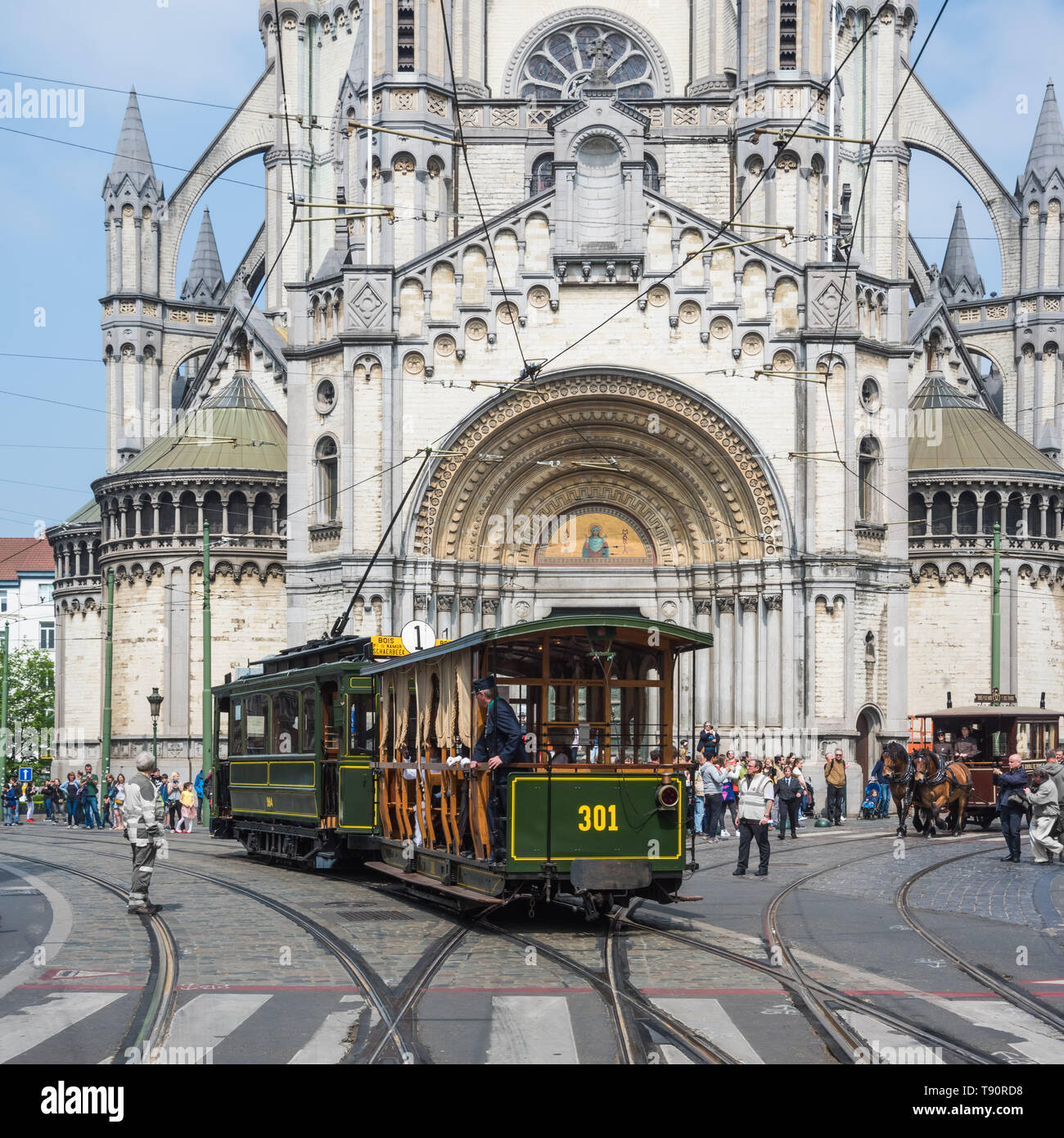 Brüssel, Tramwayparade '150 Jahre Tramway in Brüssel' am 1. Mai 2019 ...