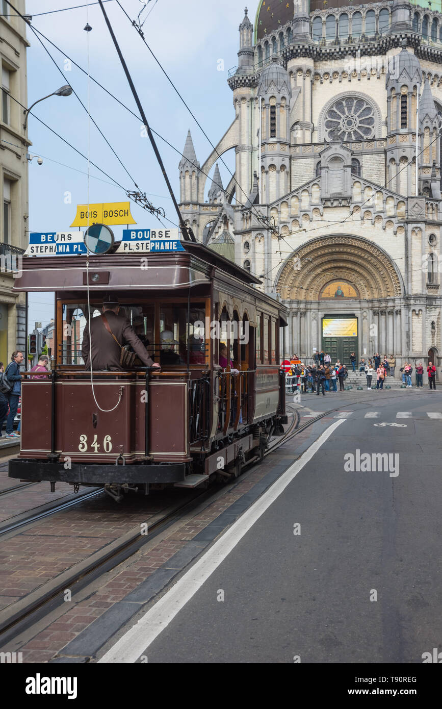 Brüssel, Tramwayparade '150 Jahre Tramway in Brüssel' am 1. Mai 2019 ...