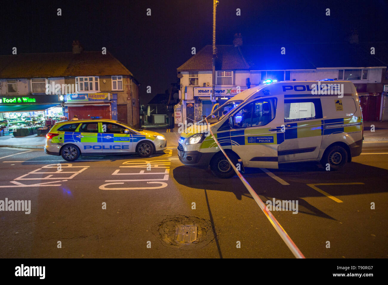 Crime scene Northolt Road South Harrow where a man was taken to hospital after being attacked ...