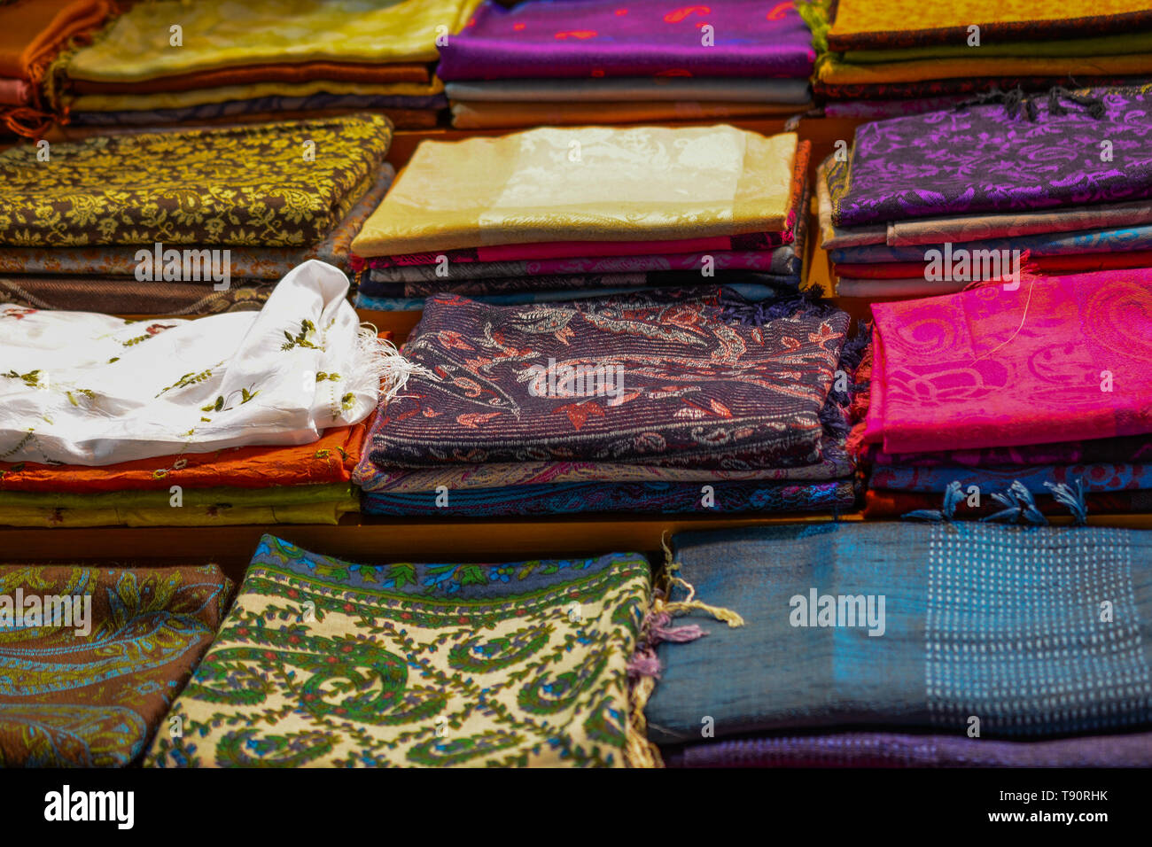 Examples of colorful fabric of various color and type Stock Photo - Alamy