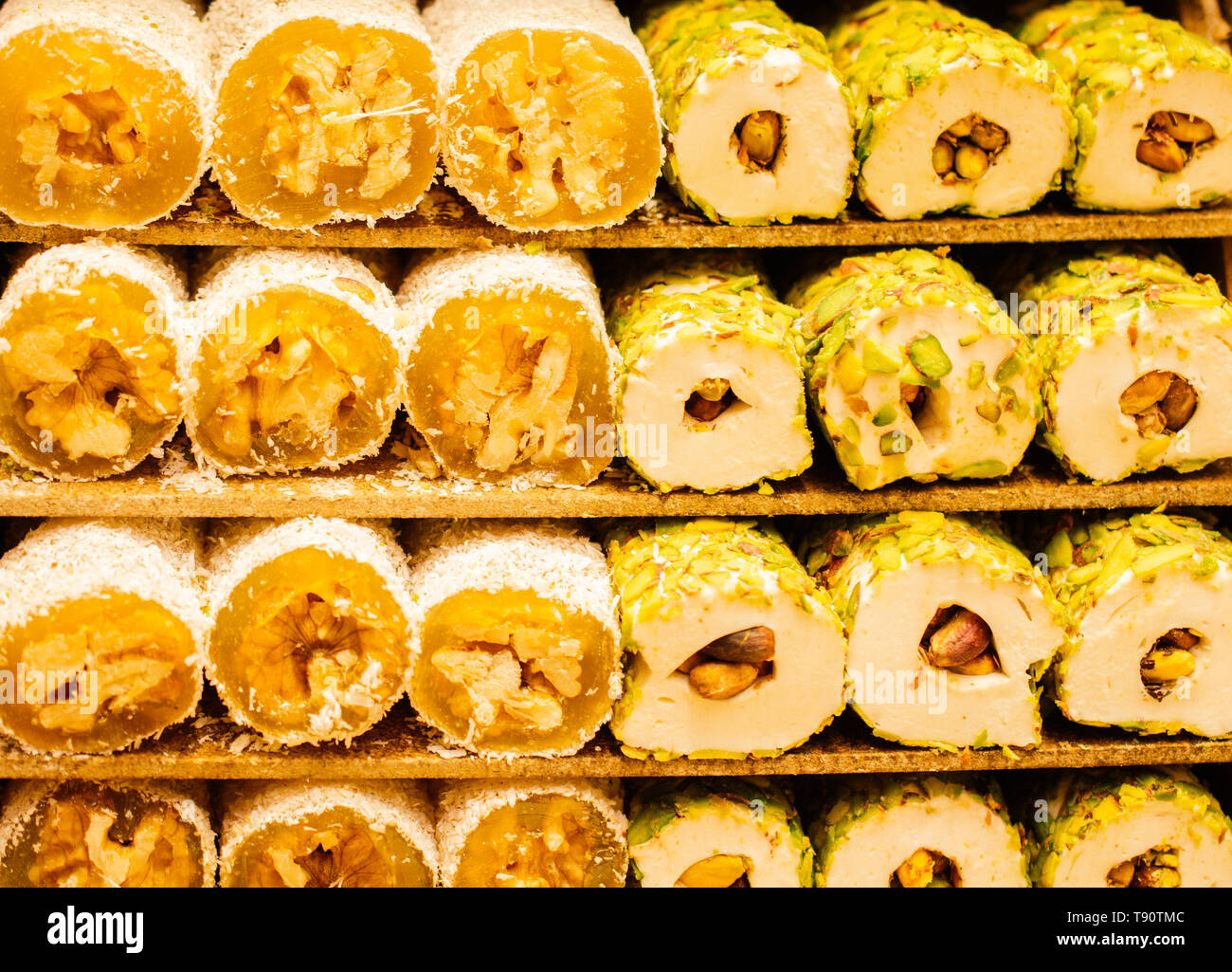 Load of traditional turkish delight lokum candy Stock Photo - Alamy