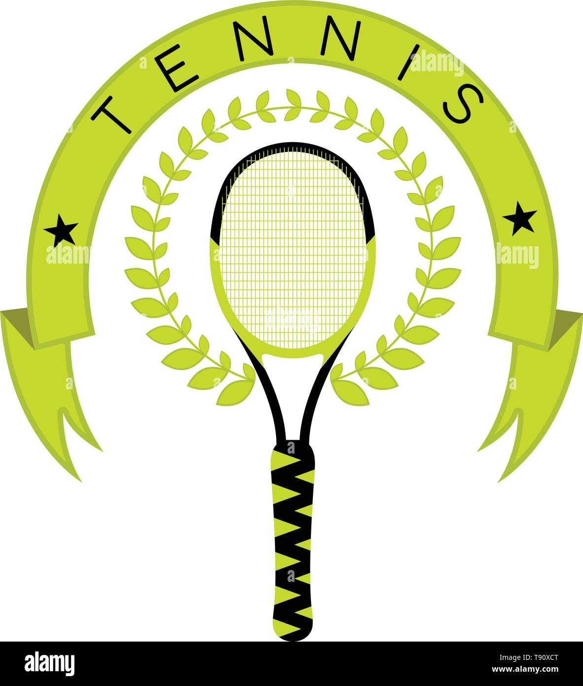 Tennis emblem with a racket and a laurel wreath Stock Vector Image ...