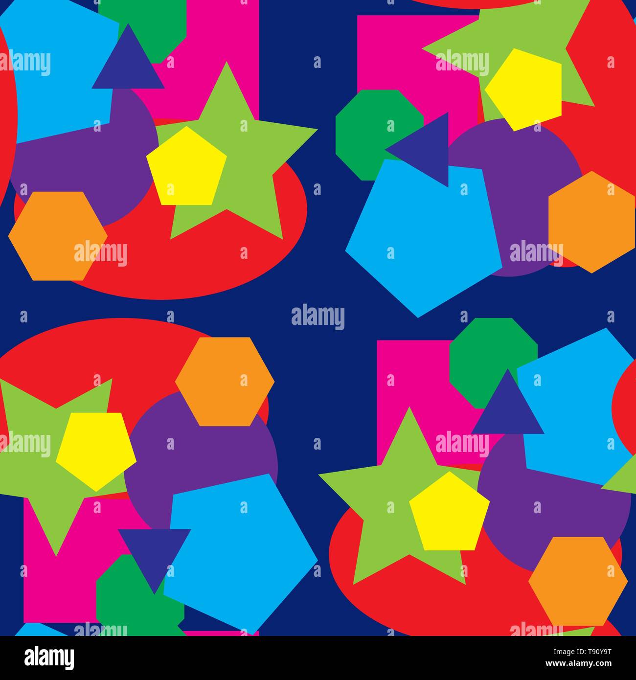 Vector seamless pattern. Combination of colorful bright shapes ...