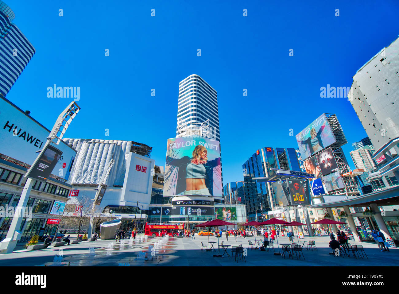 Toronto, Ontario, Canada-16 April, 2019: Yonge-Dundas Square, a public ...