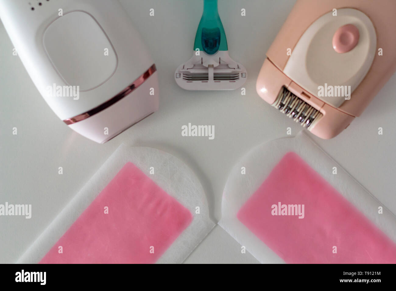 Top view of different hair removal methods Stock Photo - Alamy