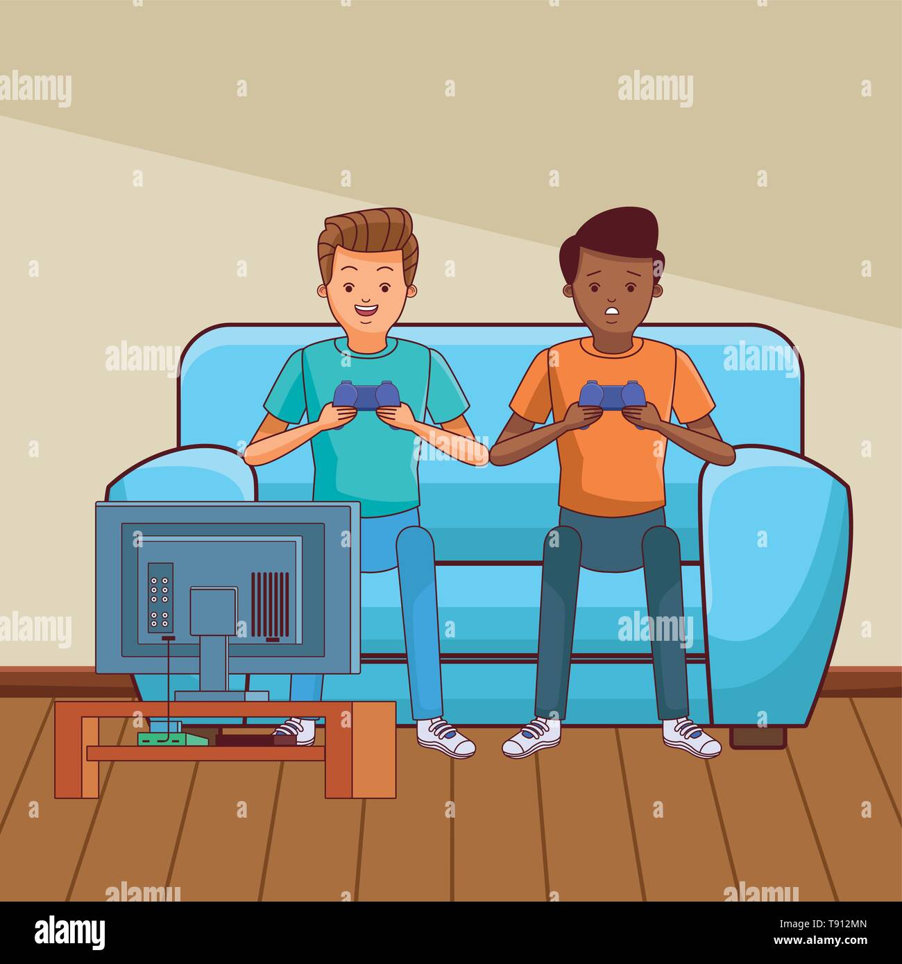 Millennials and videogames cartoons in black and white Stock Vector ...