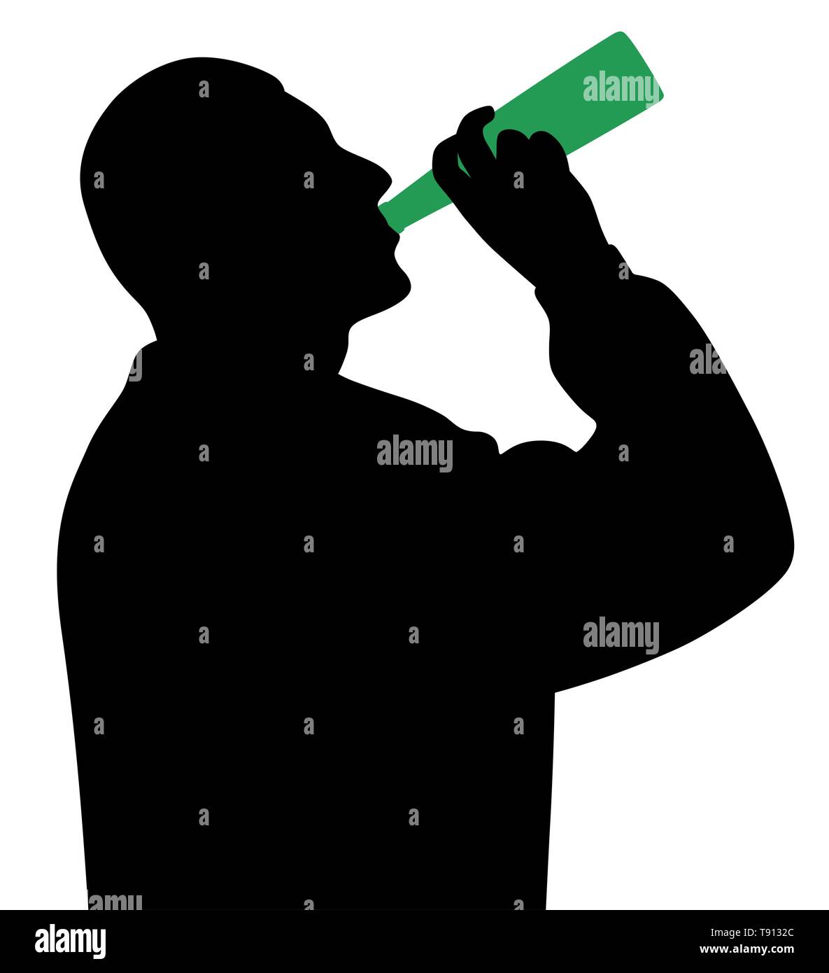 Silhouette man drinking beer Stock Vector Images - Alamy