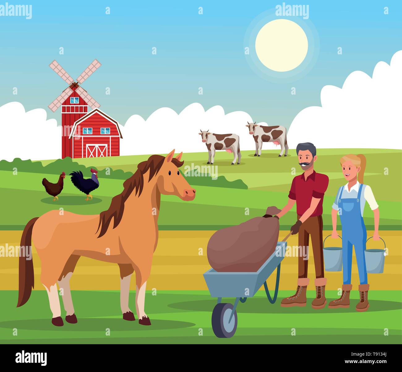 Farm rural cartoons Stock Vector Image & Art - Alamy