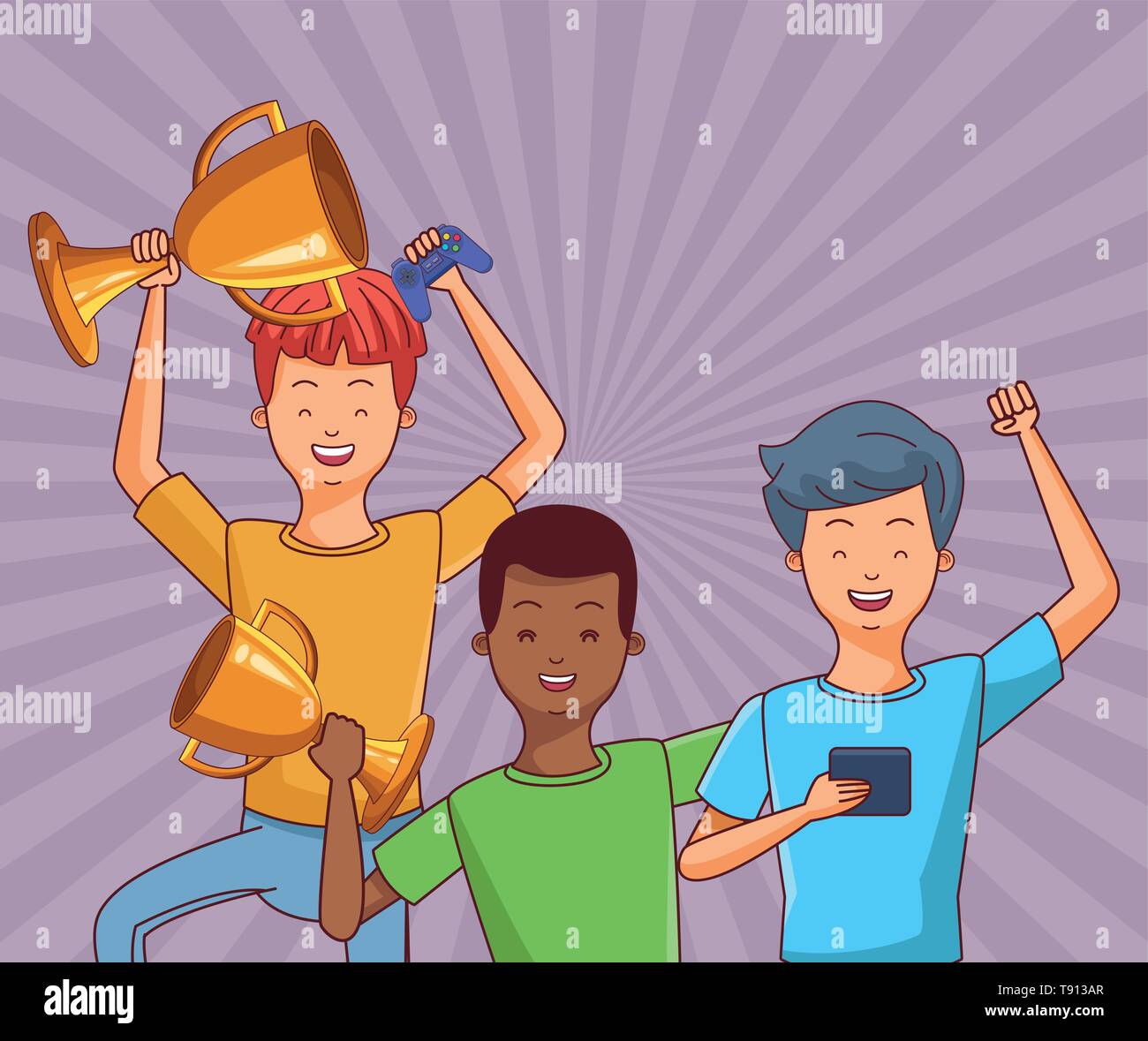 Millennials and videogames cartoons in black and white Stock Vector ...