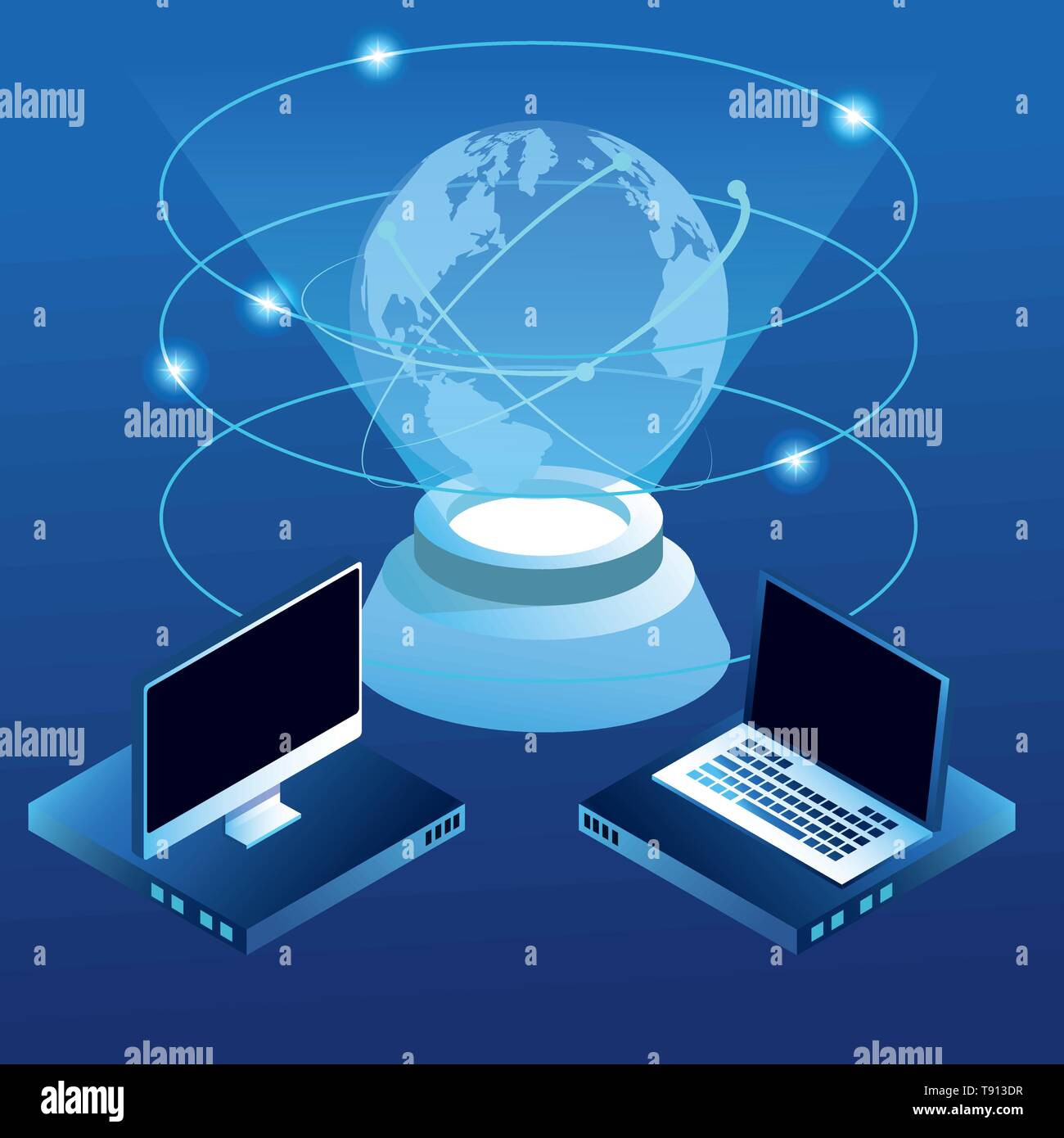 Digital global technology blue concept Stock Vector Image & Art - Alamy