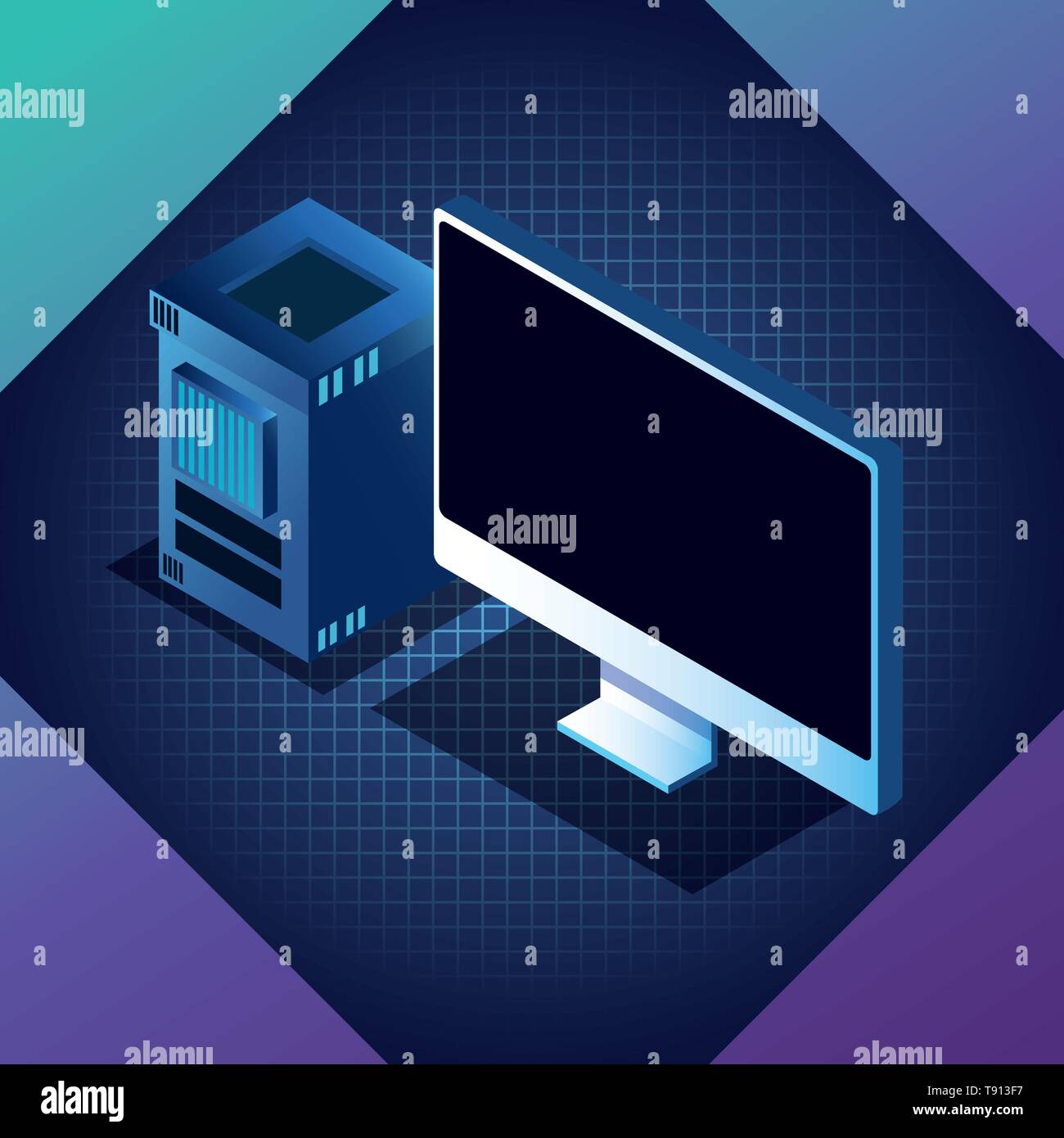 Digital technology blue symbols Stock Vector Image & Art - Alamy