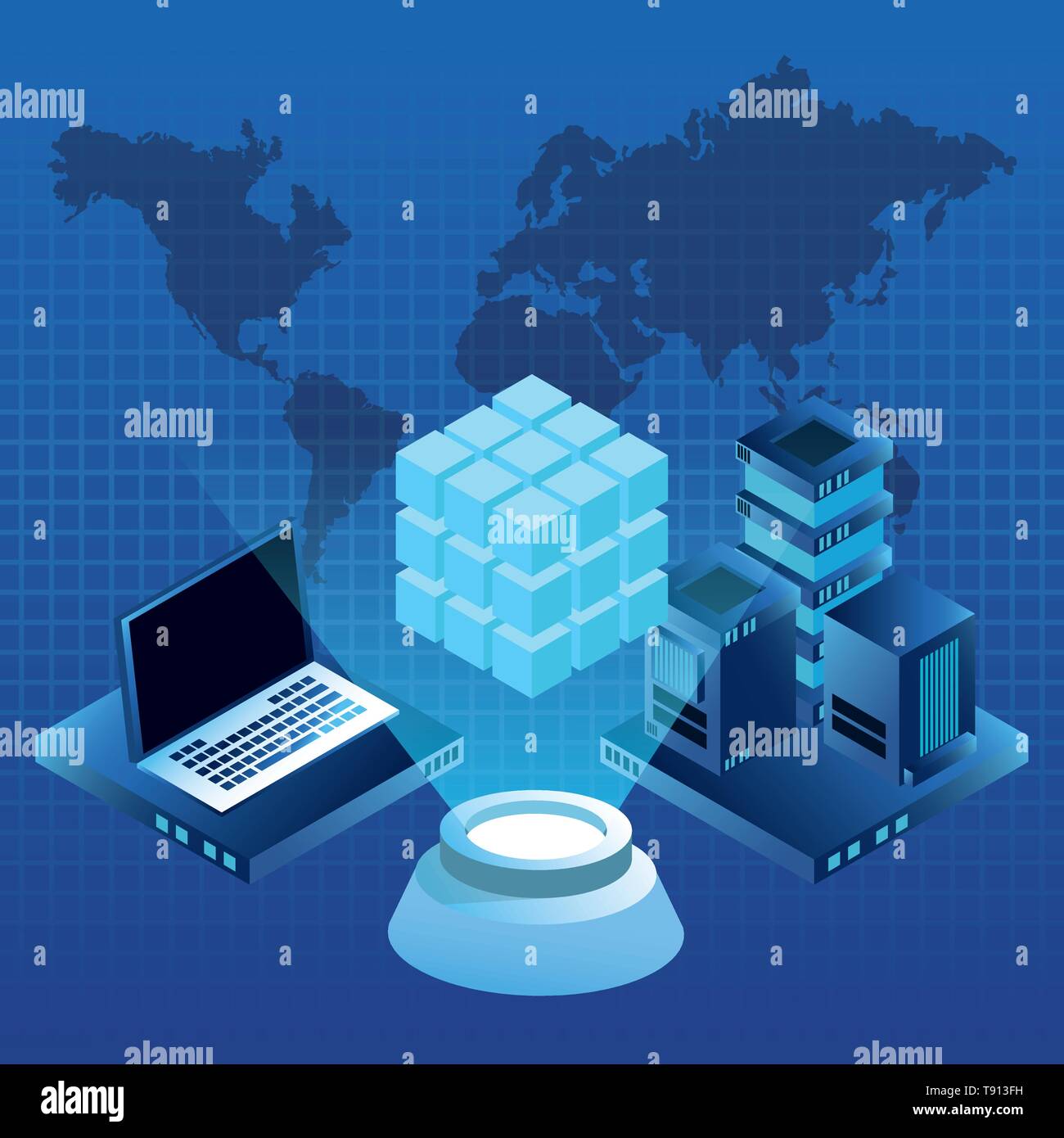 Digital global technology blue concept Stock Vector Image & Art - Alamy