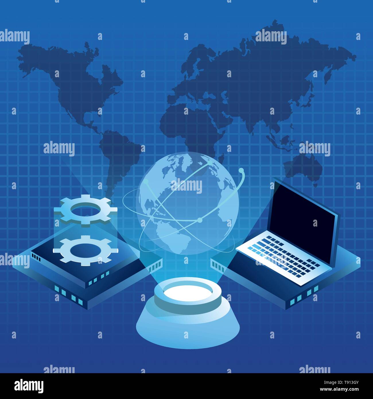 Digital global technology blue concept Stock Vector Image & Art - Alamy