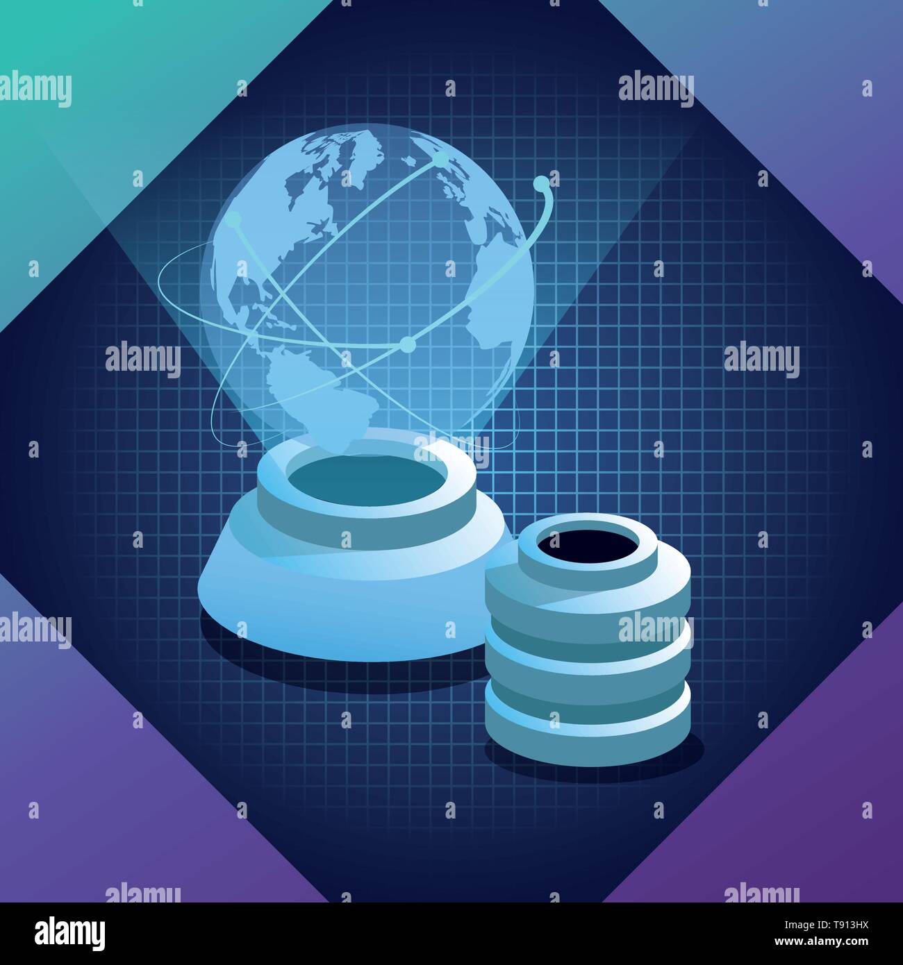 Digital technology blue symbols Stock Vector Image & Art - Alamy