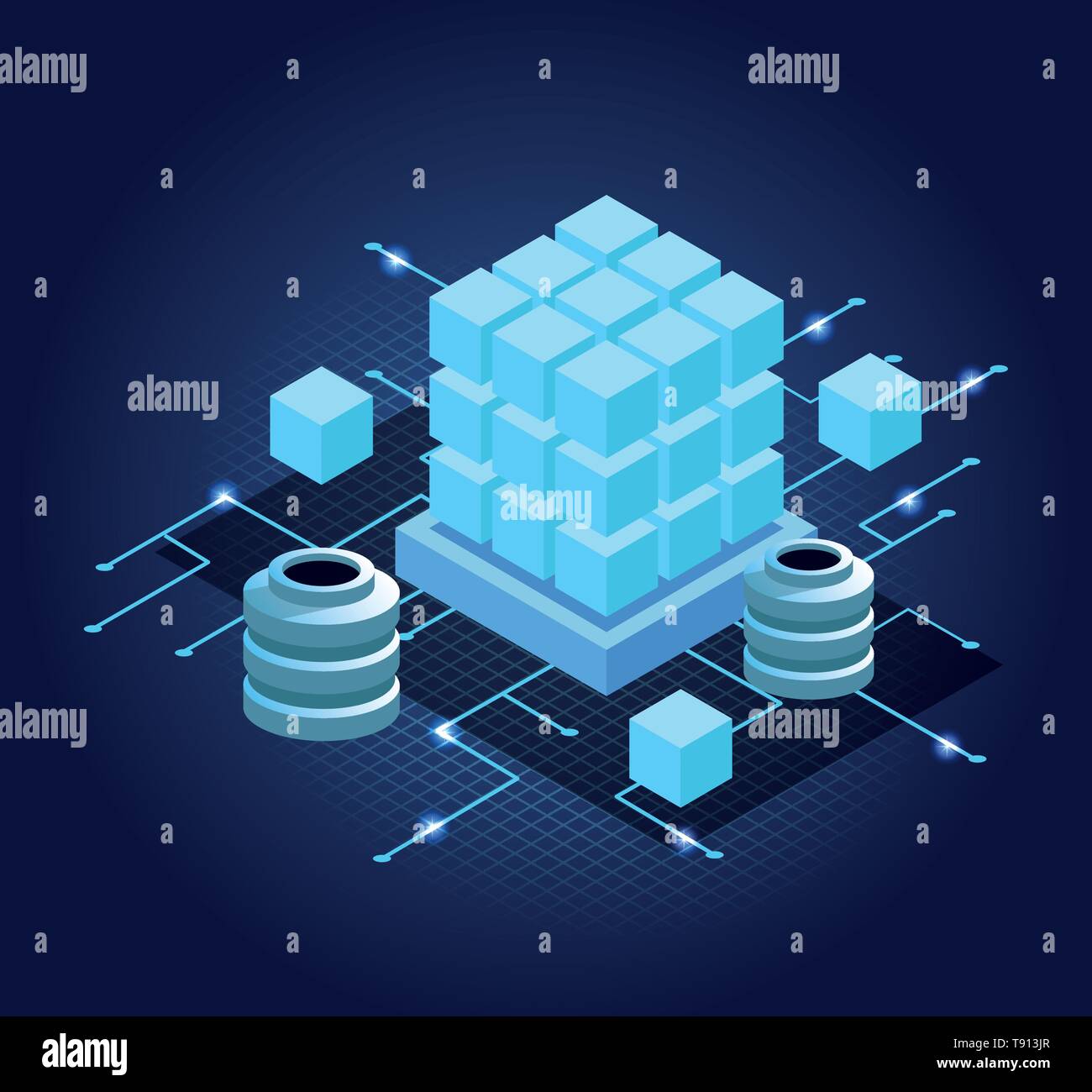 Digital technology blue symbols Stock Vector Image & Art - Alamy