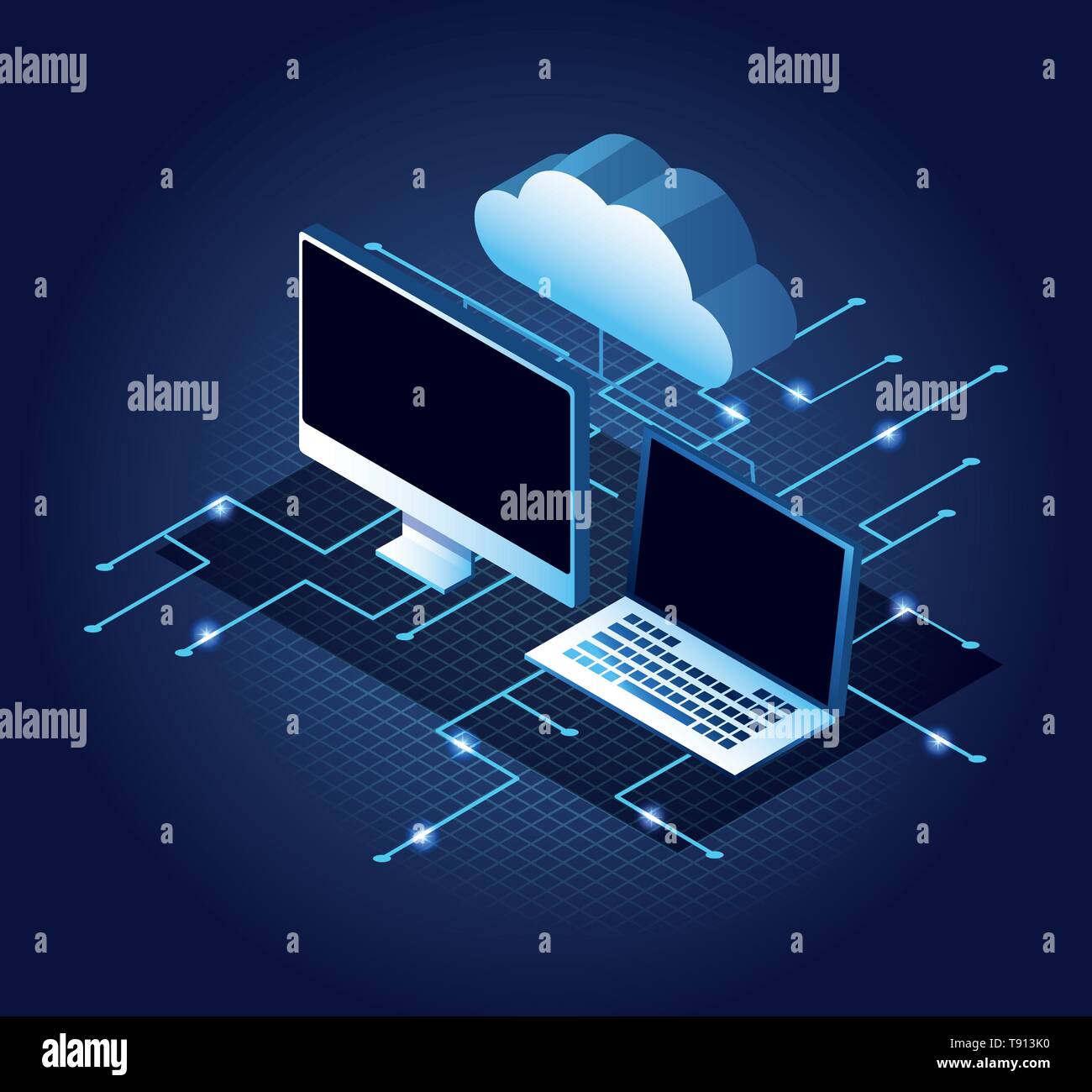 Digital technology blue symbols Stock Vector Image & Art - Alamy