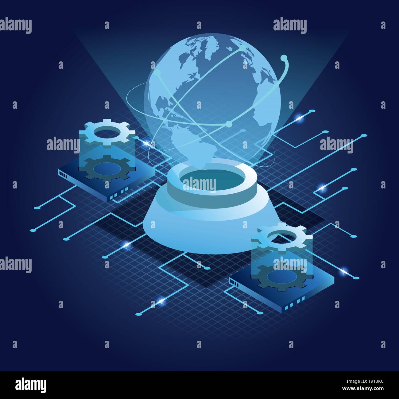 Digital technology blue symbols Stock Vector Image & Art - Alamy