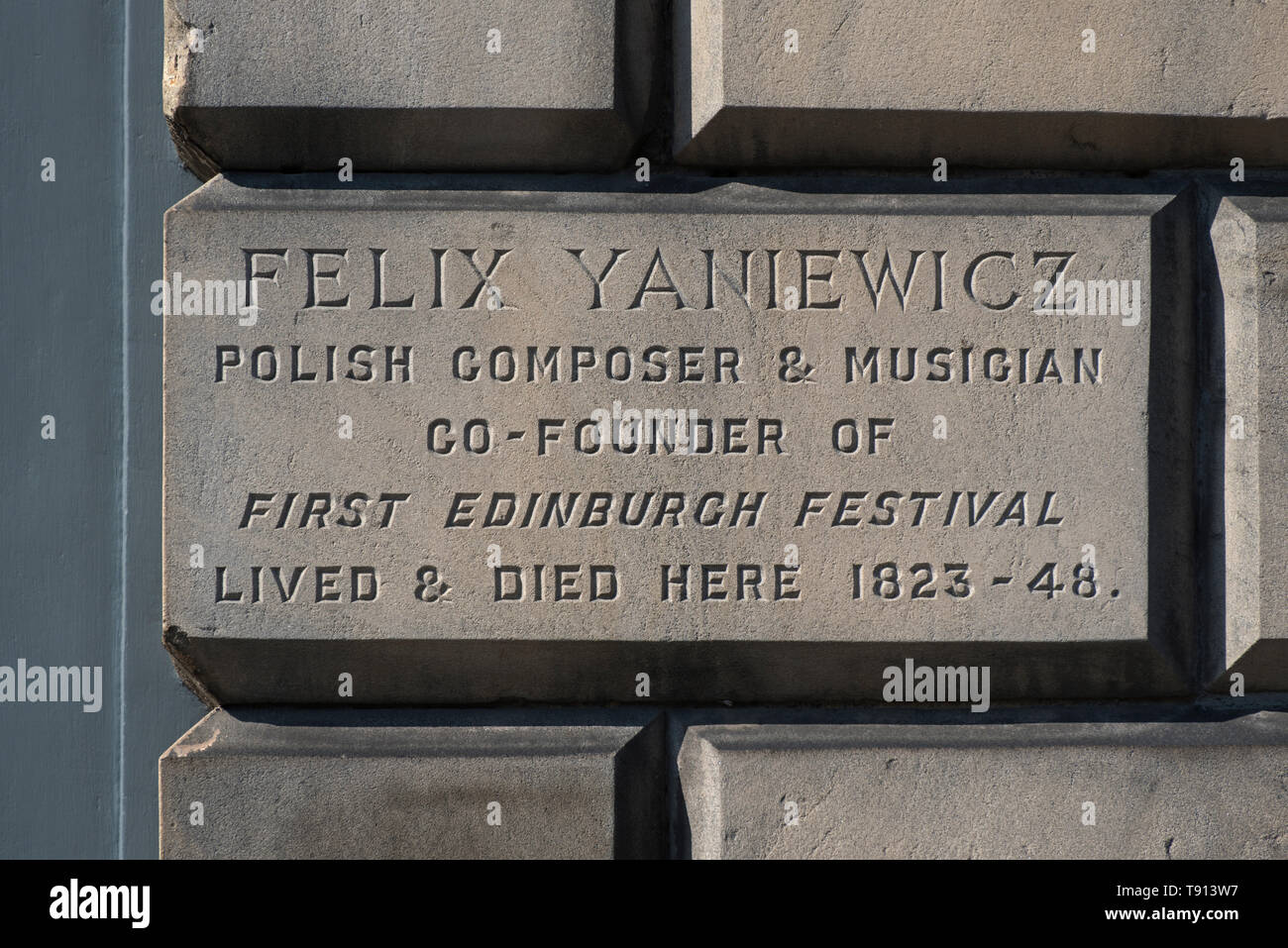 Inscription at 84 Great King Street in Edinburgh where Felix Yaniewicz ...