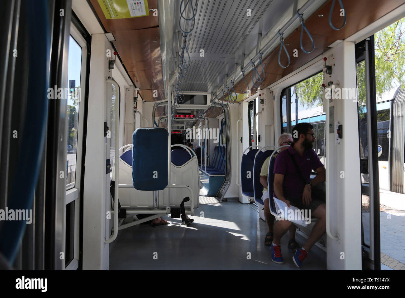 Athens Greece People Travelling on Tram Stock Photo - Alamy
