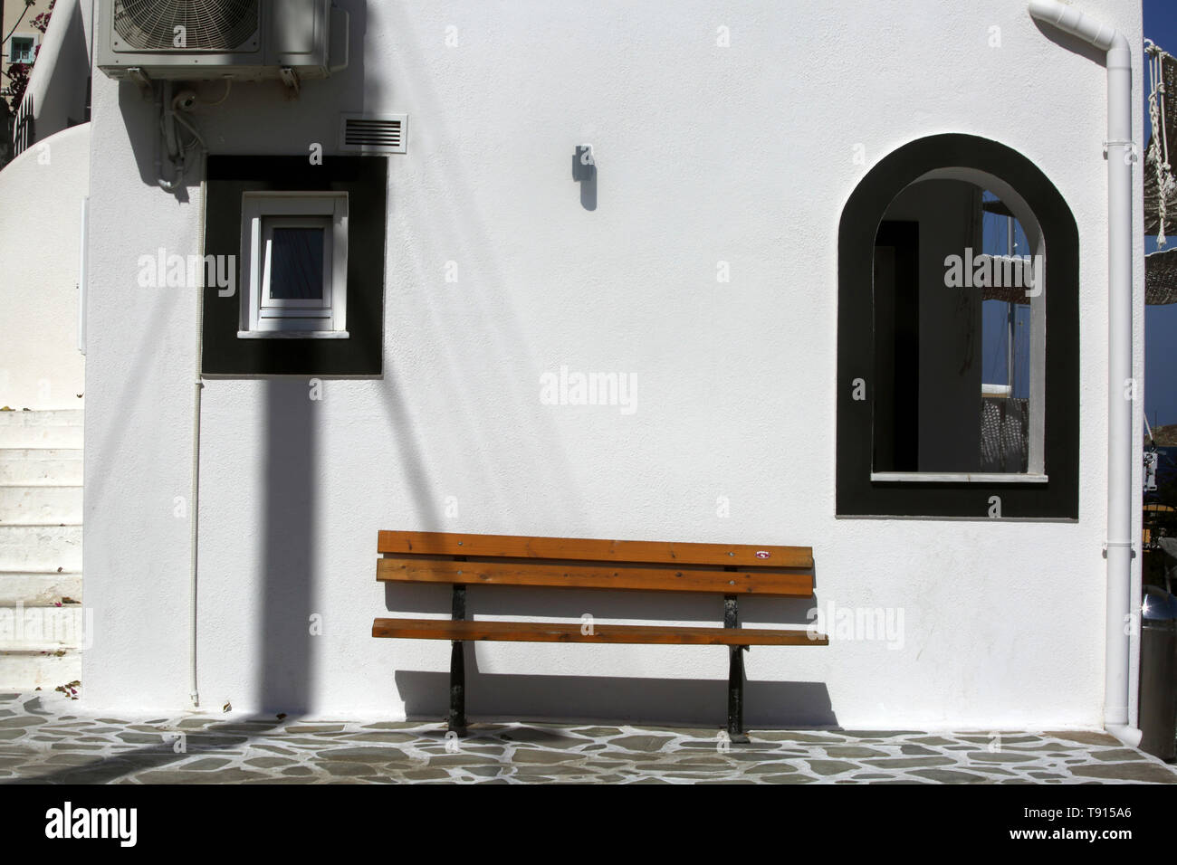 Vourkari Kea Island Greece Bench Stock Photo - Alamy