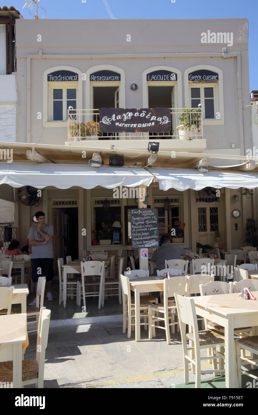 Port Korissia Kea Island Greece Traditional Greek Restaurant Stock ...