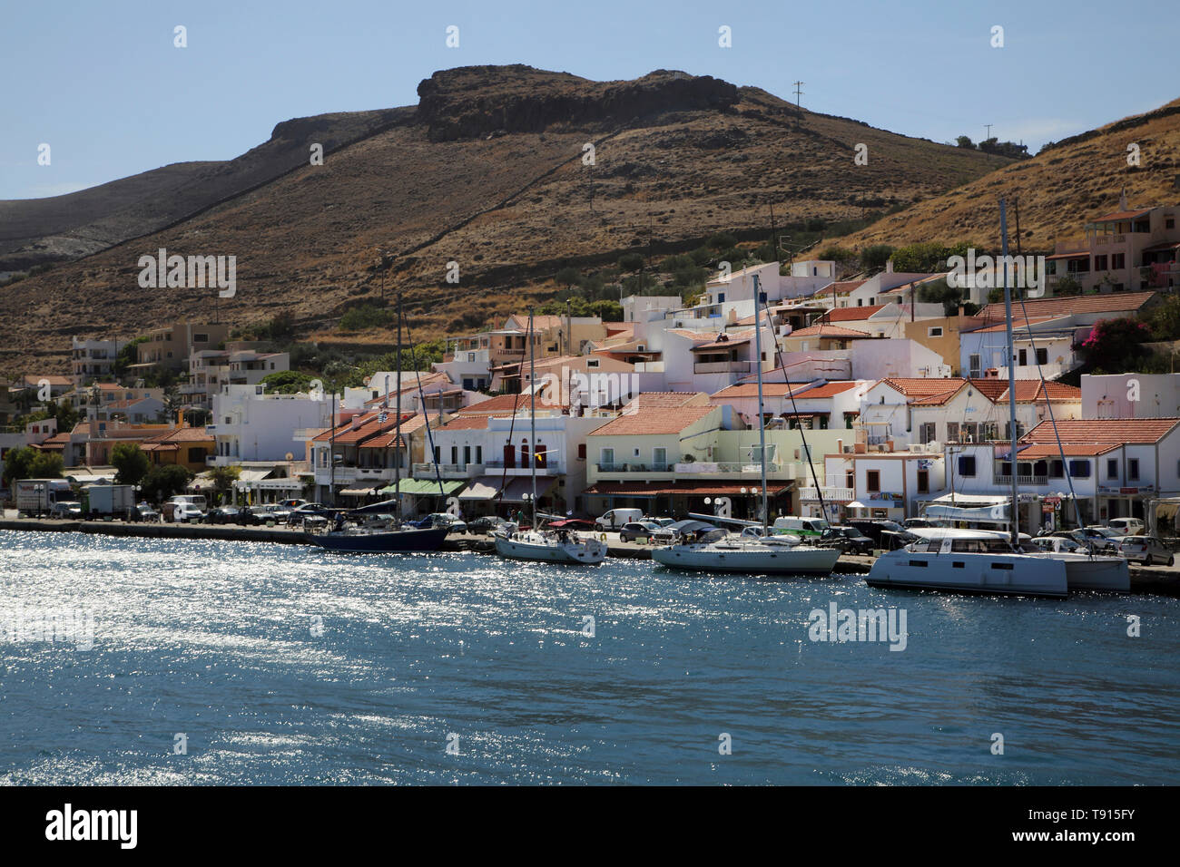 Port Korissia Kea Island Greece Waterfront Stock Photo - Alamy