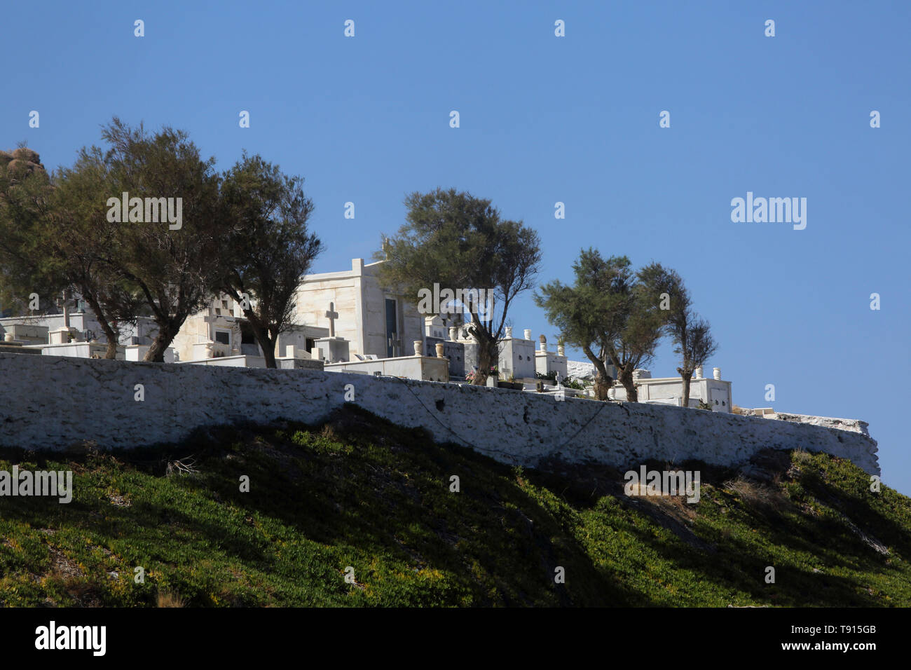 Port Korissia Kea Island Greece Graveyard Stock Photo - Alamy