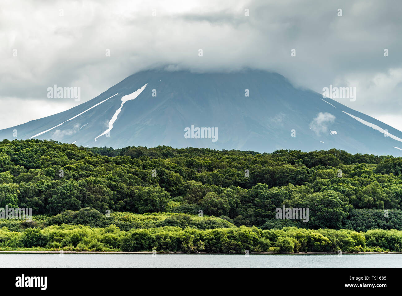 View of the Kuril volcano. And Kuril lake,Kamchatka Peninsula,Russia ...