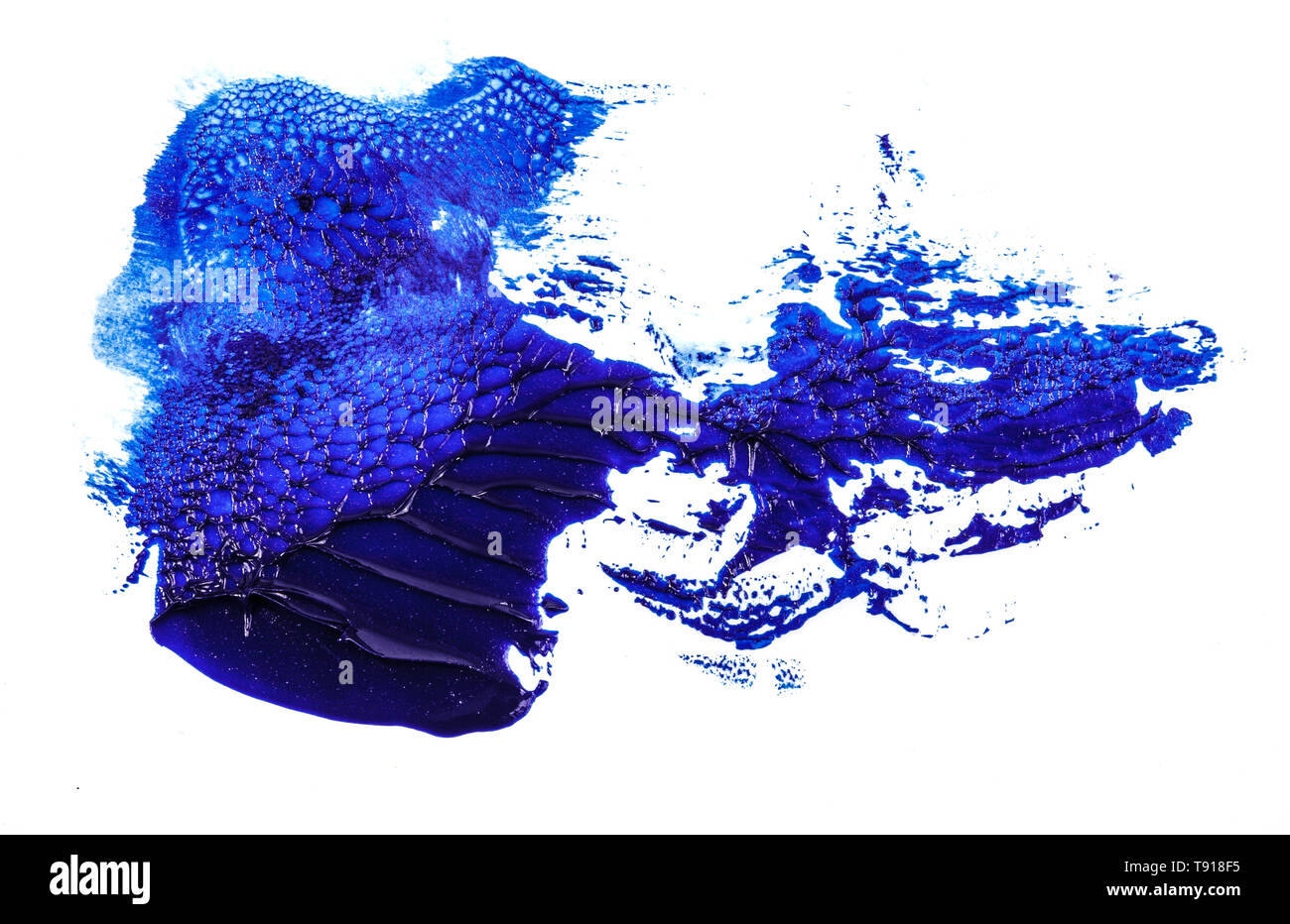 Stain of blue oil paint on white Stock Photo - Alamy