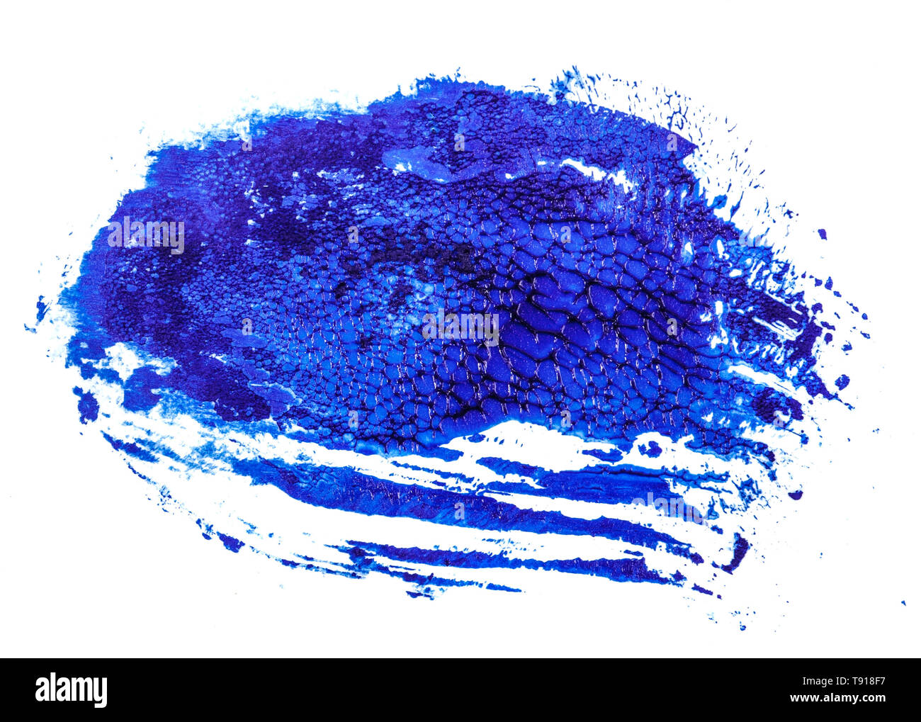 Stain of blue oil paint on white Stock Photo - Alamy