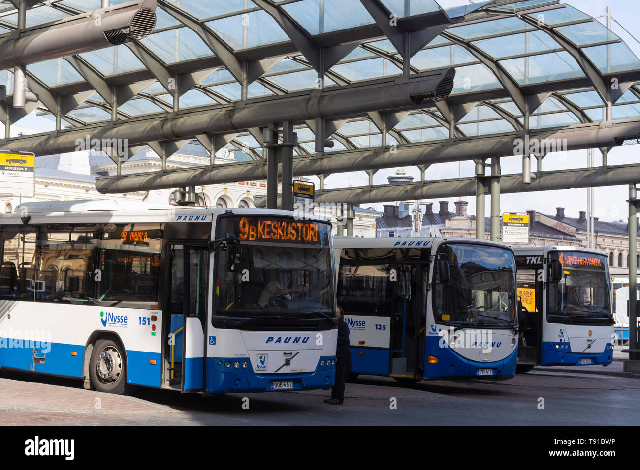 Local buses at Keskuspuisto Tampere Finland Stock Photo - Alamy