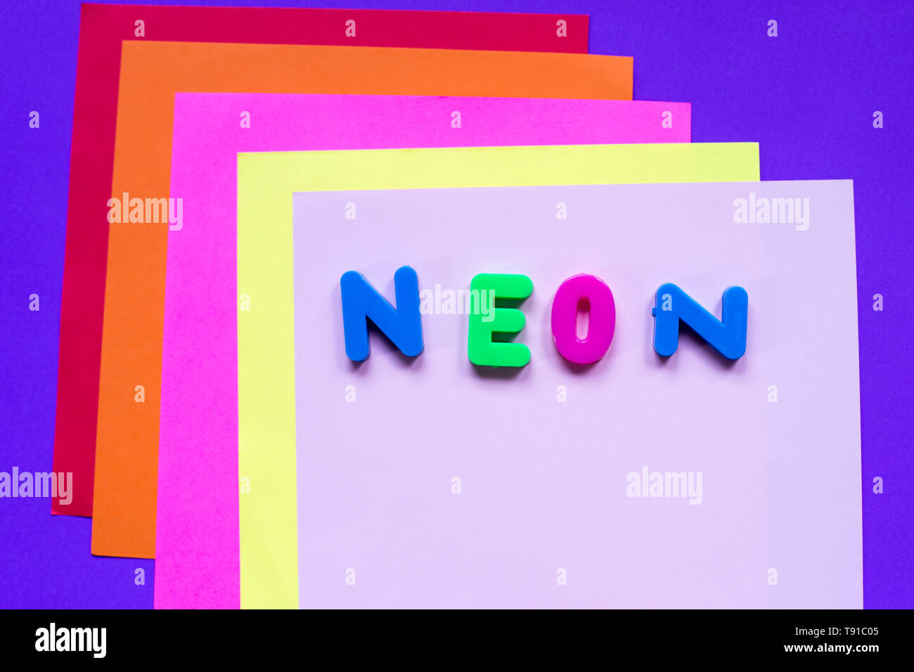 Neon word on multicolored background in trendy colors. Bright concept ...