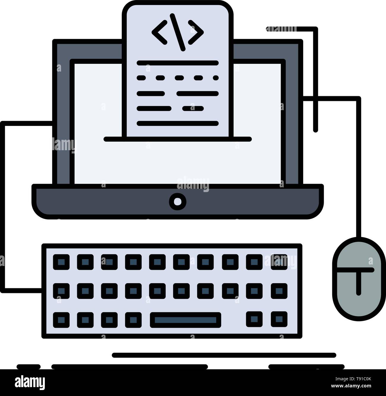 Code Coding Computer Monoblock Screen Flat Color Icon Vector Stock Vector Image And Art Alamy