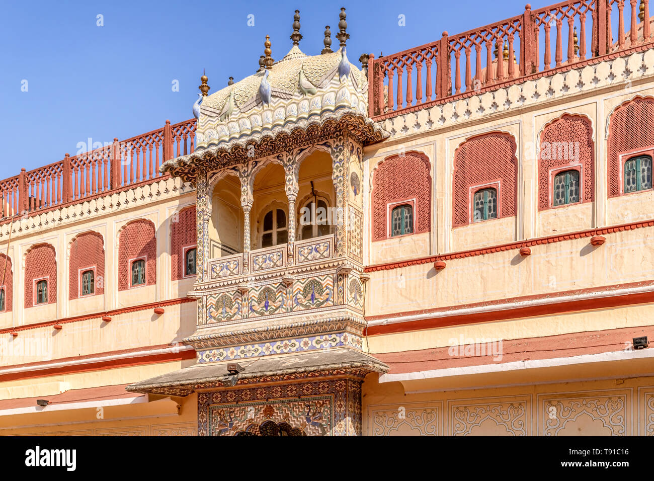 Facade o the Chandra Mahal, the residence of royal family in Jaipur ...