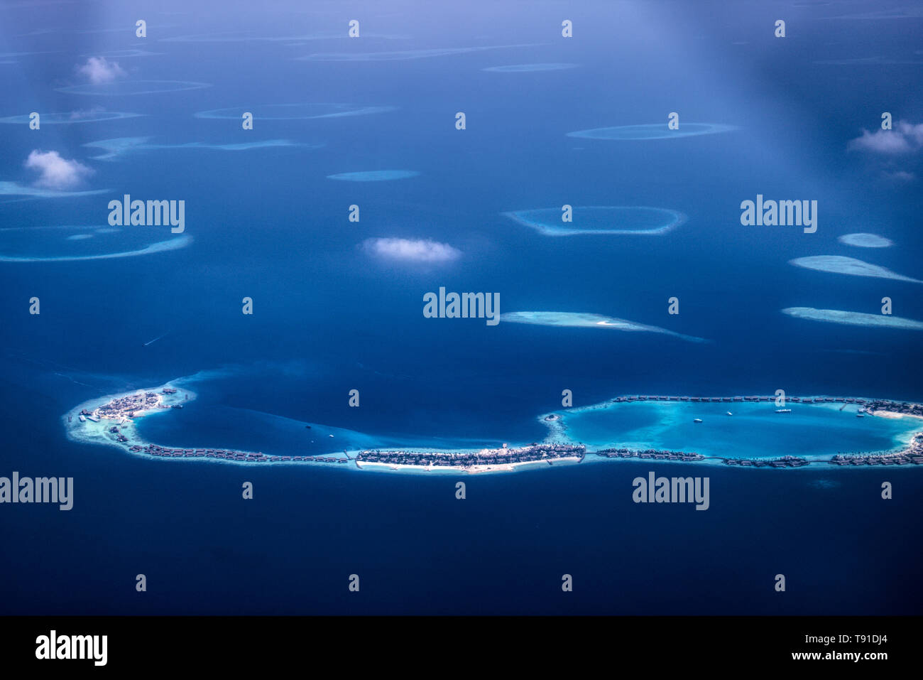 This unique image shows the Maldives photographed from a plane from ...