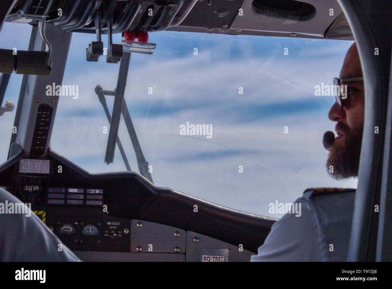 On this unique photo you can see the cockpit inside of a seaplane in ...