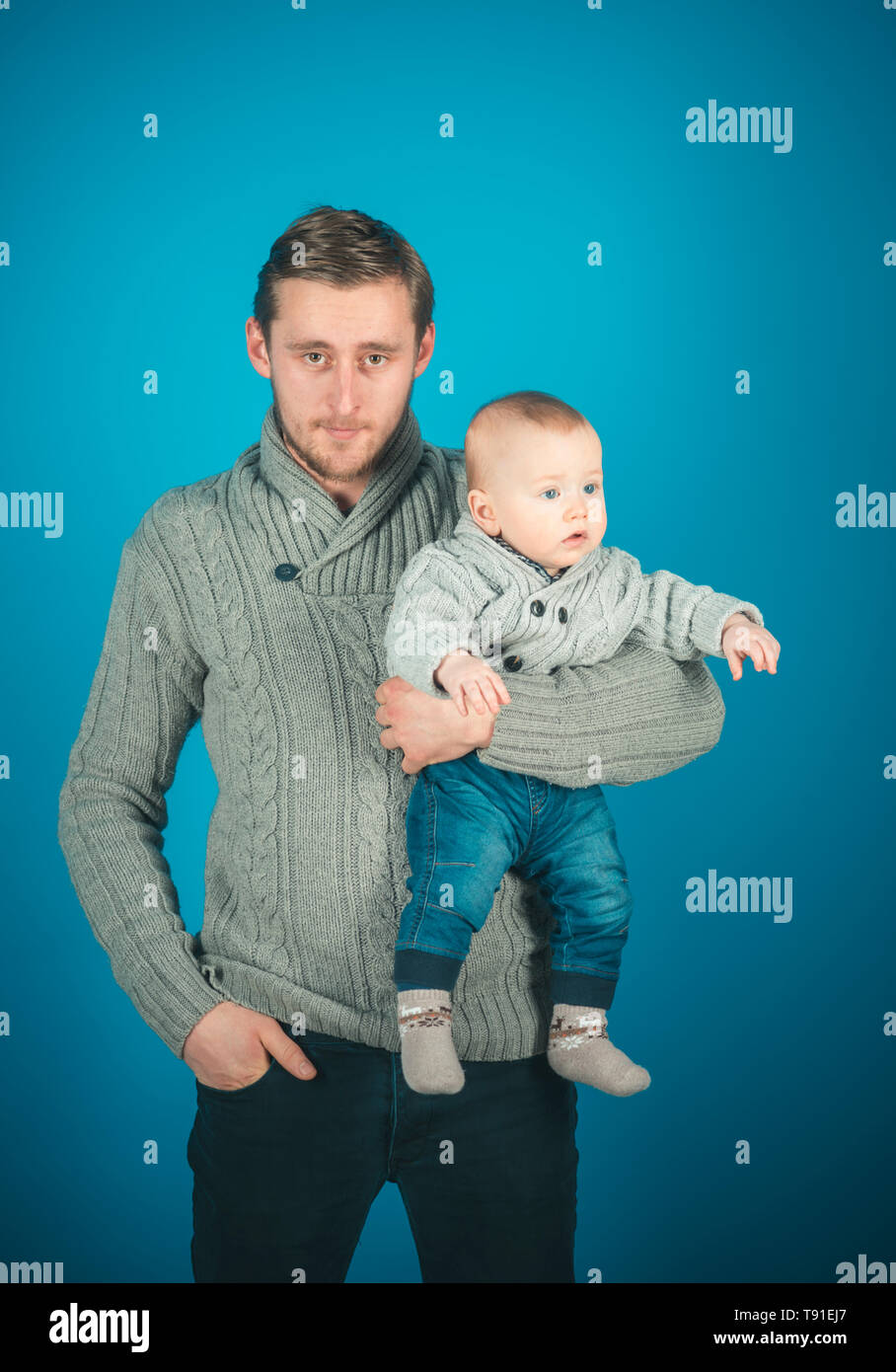 Im a good Dad. Handsome man with little child. Father and son. Father ...