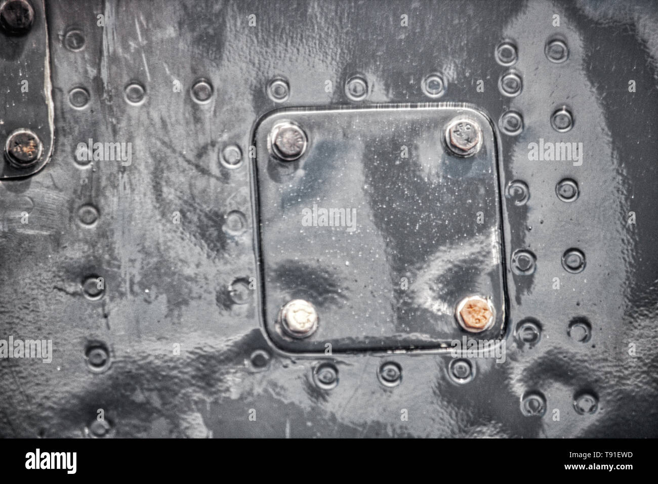 This unique photo shows showing the old rusty staal at a seaplane in ...