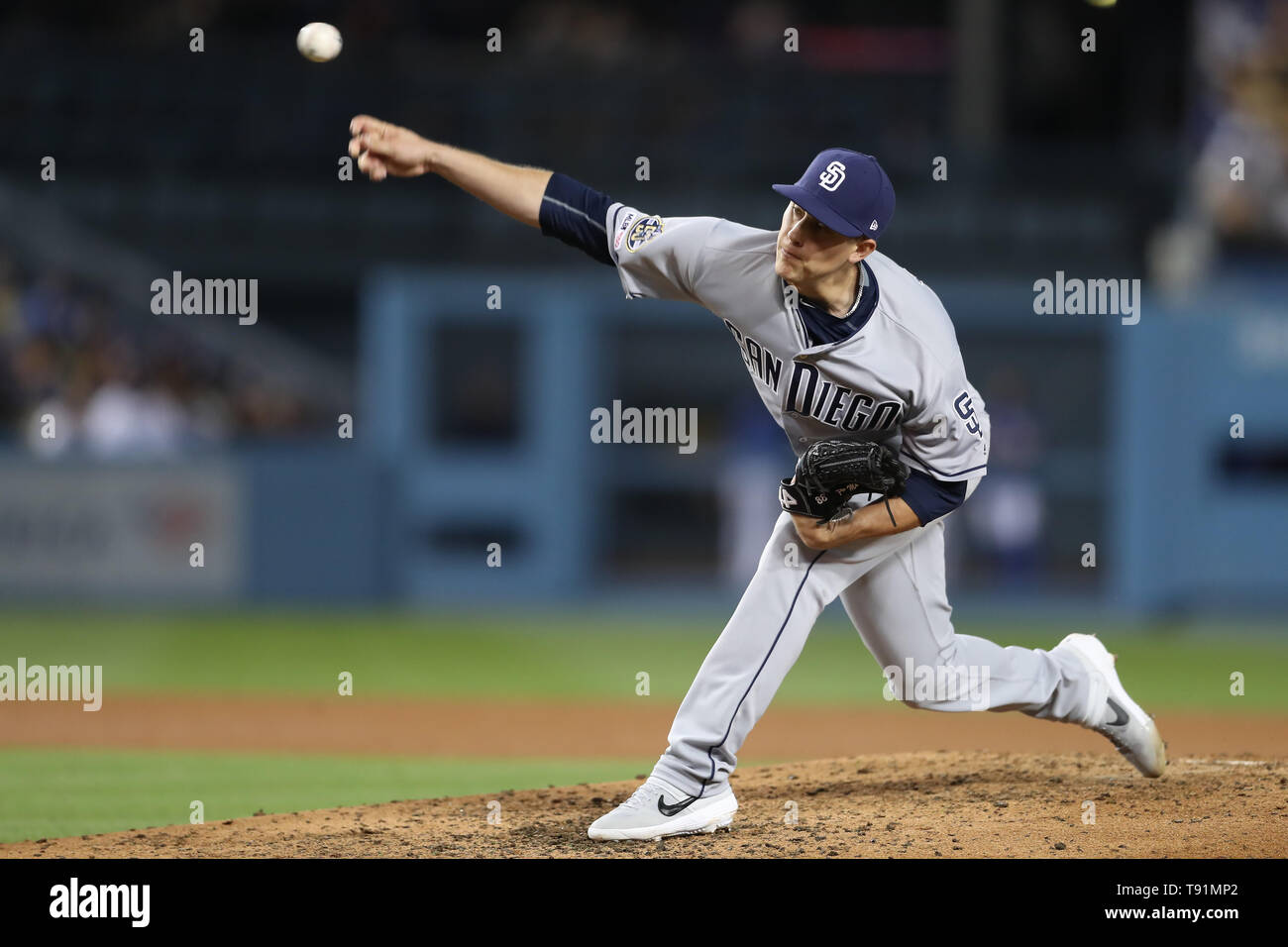 Los Angeles, CA, USA. 15th May, 2019. San Diego Padres relief pitcher ...