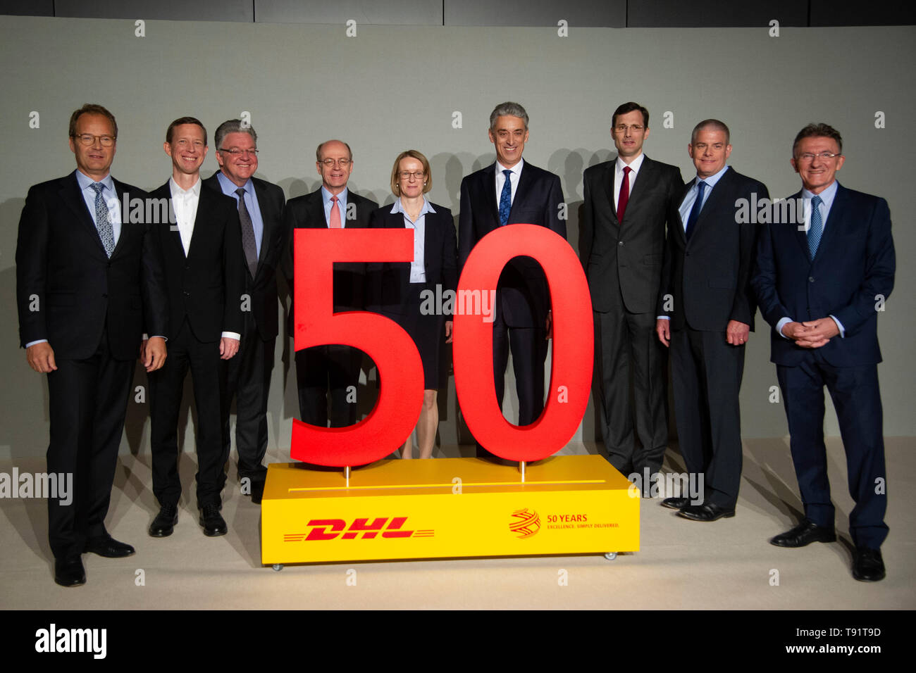The management of the Deutsche Post DHL Group poses at 50 years ago on ...