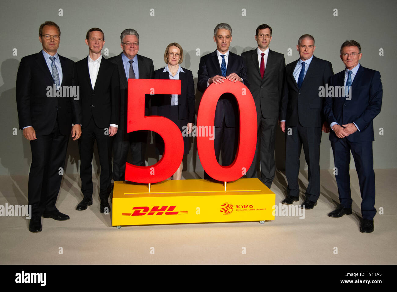 The management of the Deutsche Post DHL Group poses at 50 years ago on ...