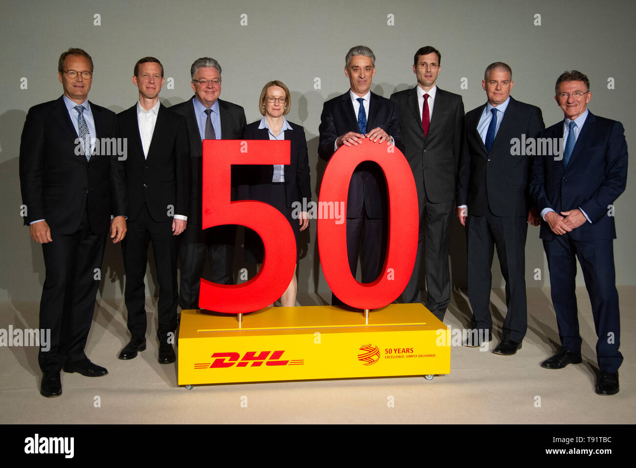 The management of the Deutsche Post DHL Group poses at 50 years ago on ...