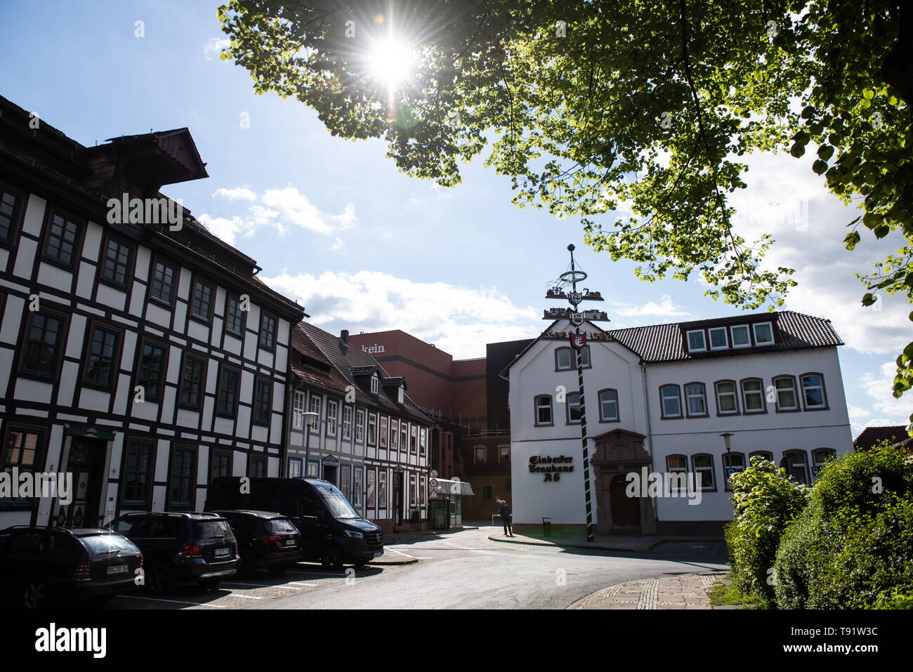 Einbeck, Germany. 14th May, 2019. The sun shines over the entrance to ...