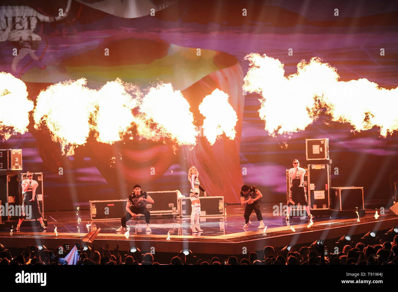 14 May 2019, Israel, Tel Aviv: The Belarusian singer ZENA is on stage ...