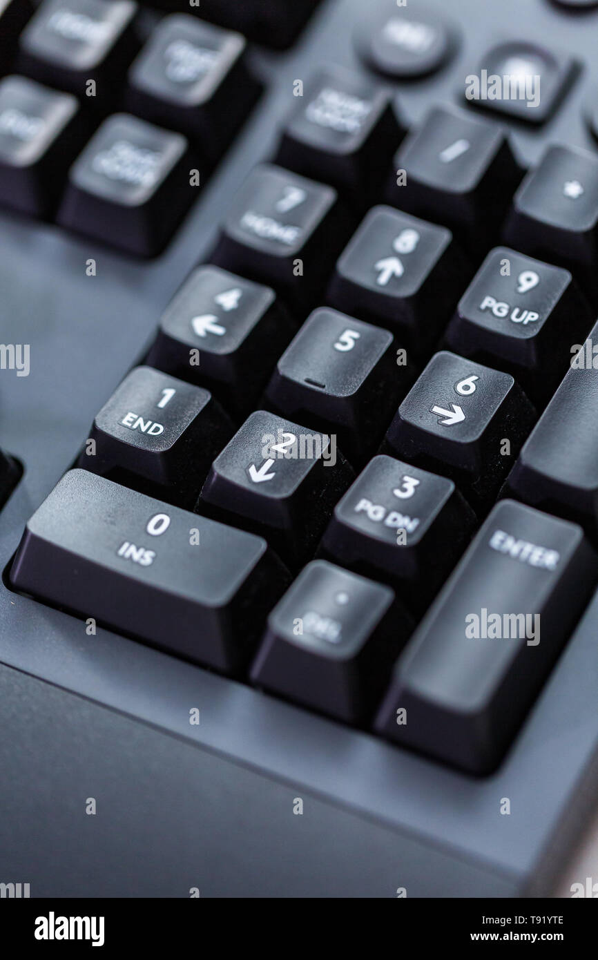 Modern black computer keyboard with raised keys Stock Photo - Alamy