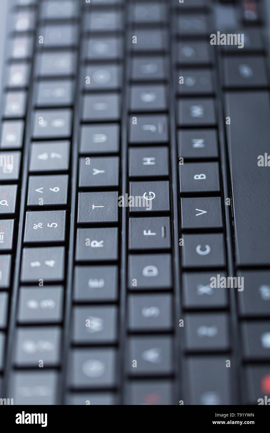 Modern black computer keyboard with flat keys Stock Photo - Alamy