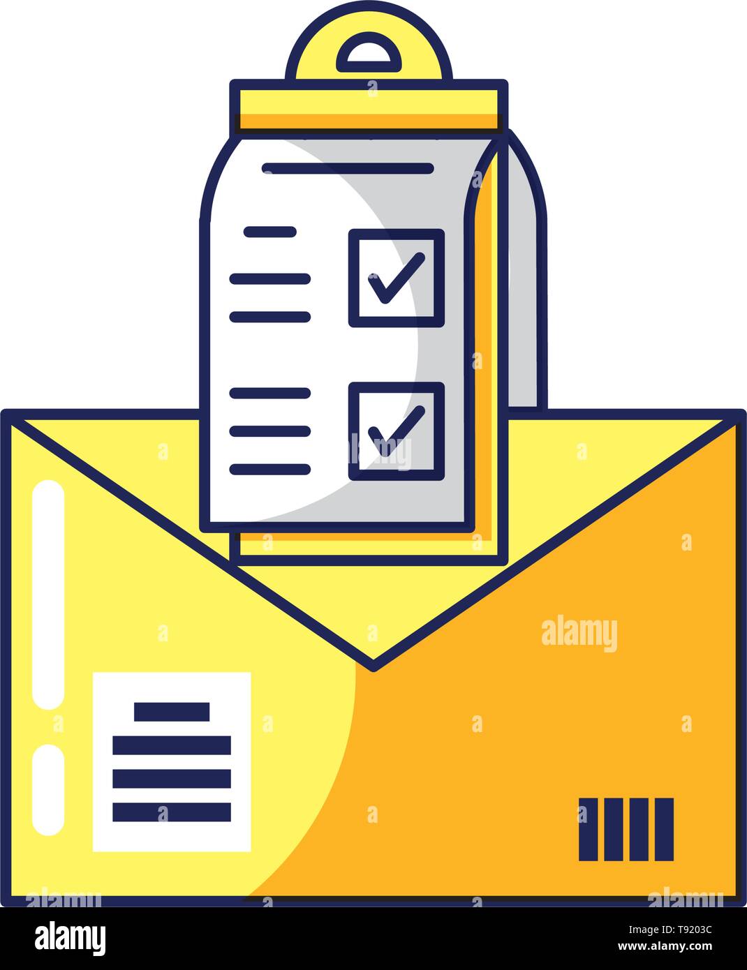 envelope mail with checklist clipboard vector illustration design Stock ...
