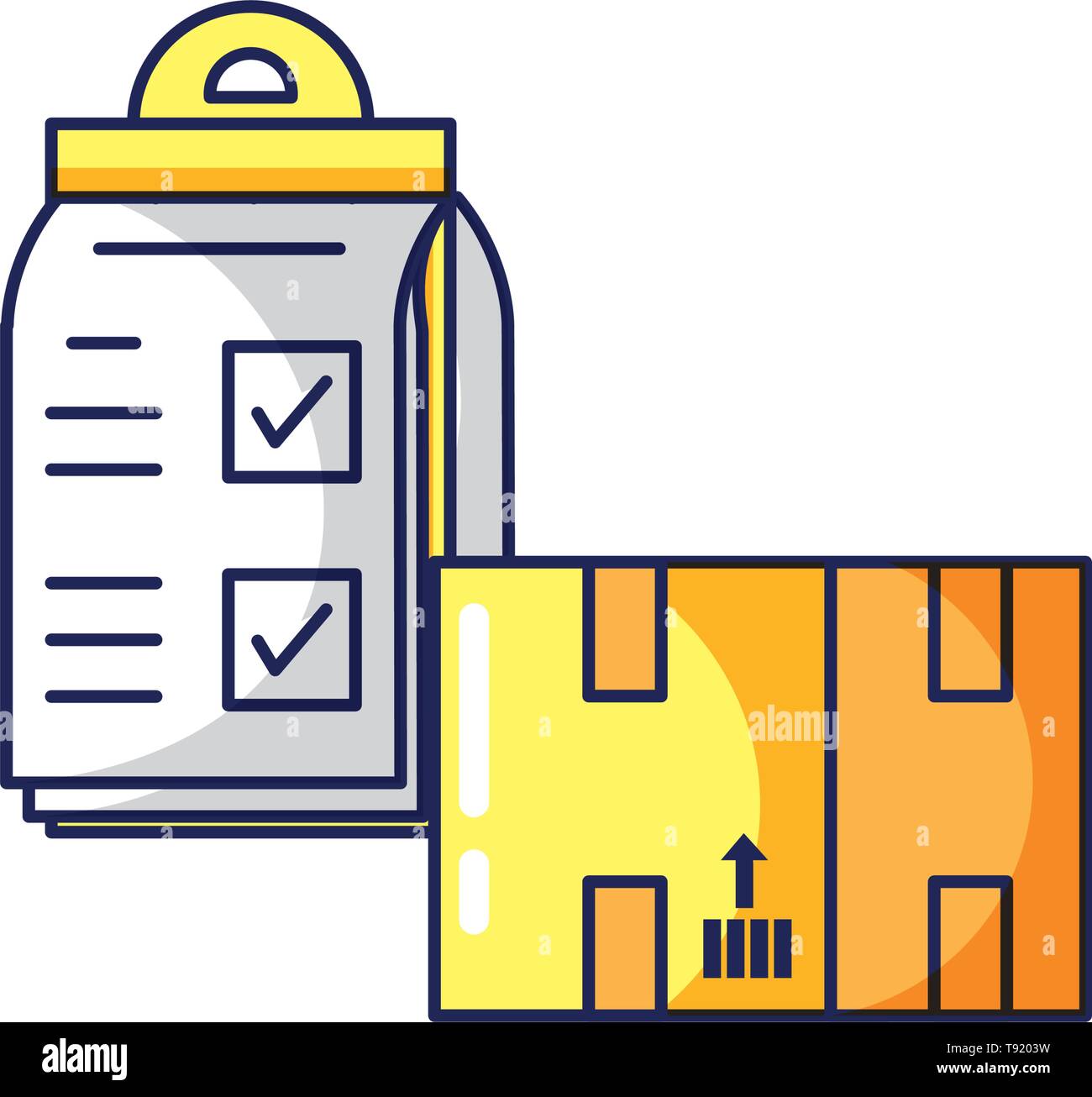 box carton with checklist clipboard vector illustration design Stock ...
