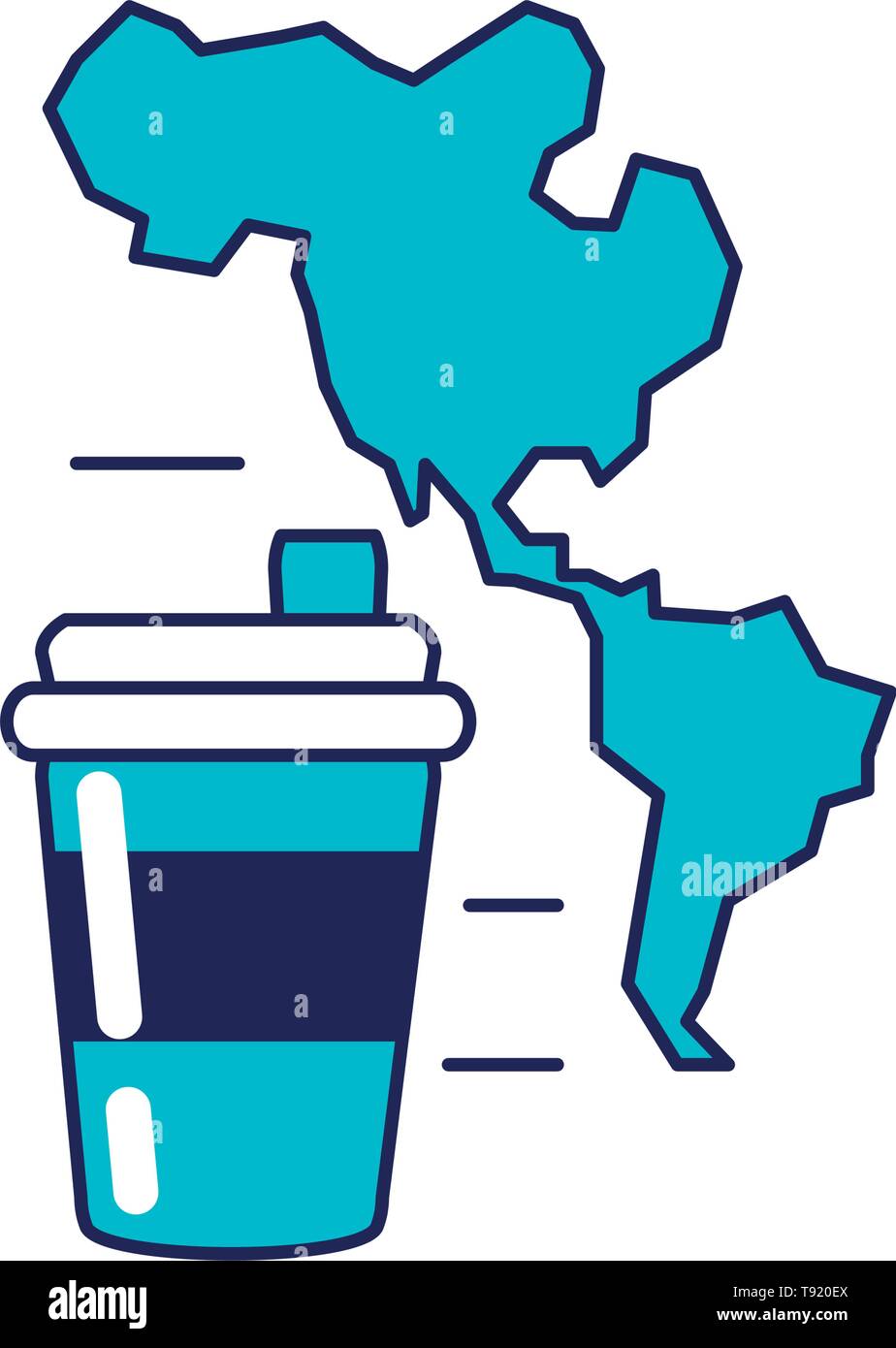 beverage in plastic container with american continent map vector ...